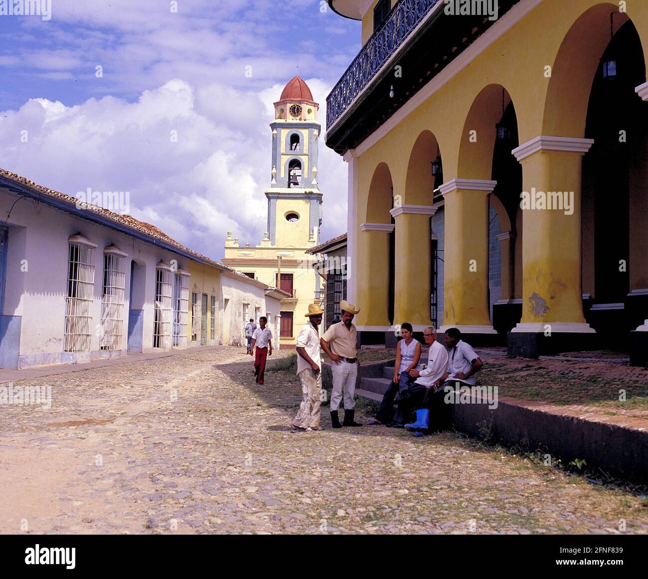 Group of locals in front of the Palacio Brunet. The palace of a sugar ...