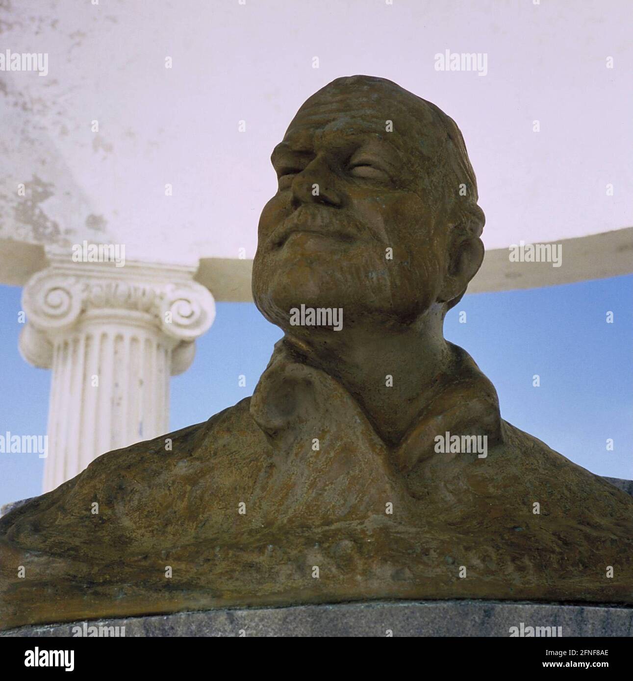 A bust of the writer Ernest Hemingway stands in the Hemingway Memorial ...