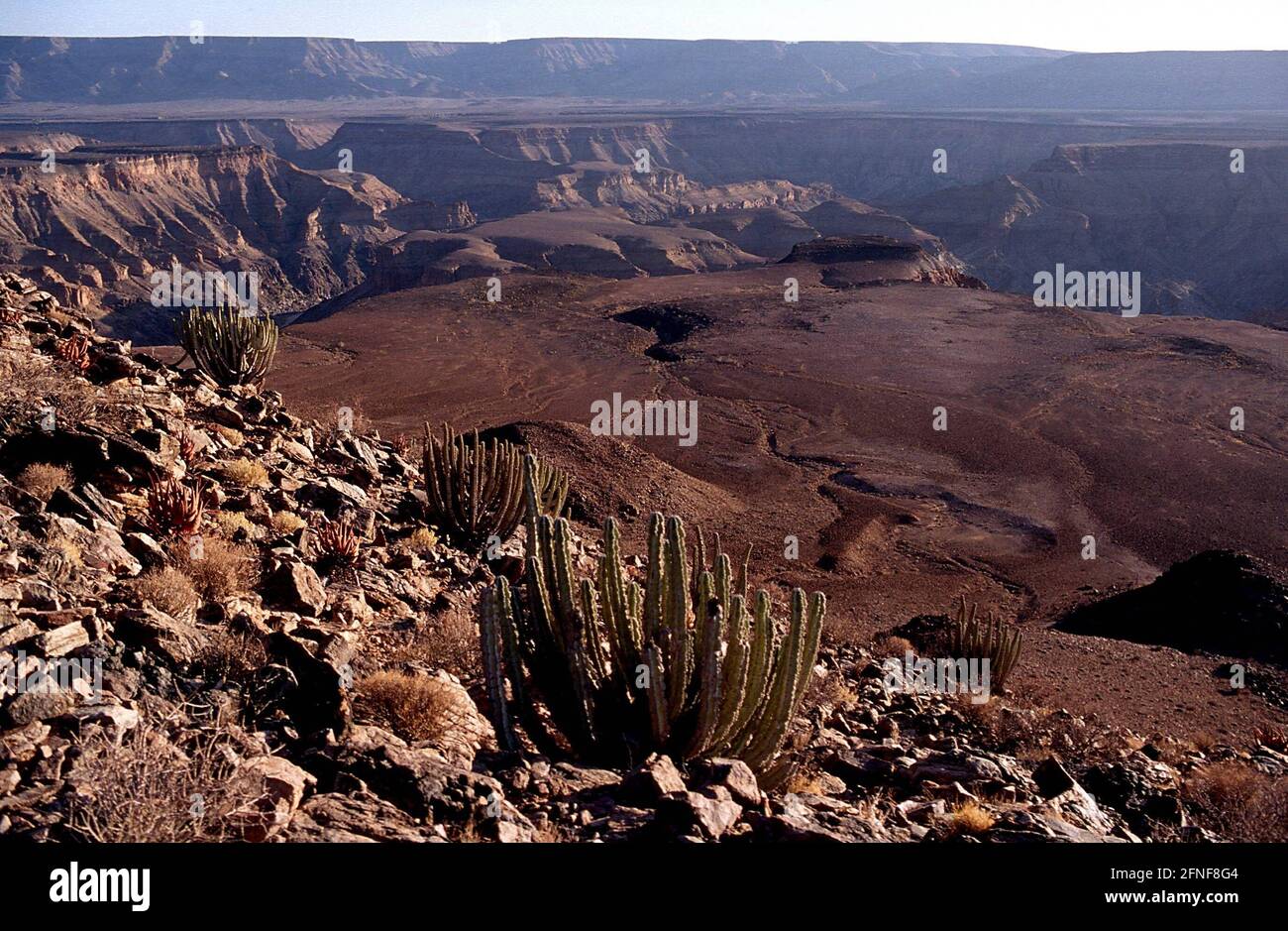 The Fish River Canyon has cut into the landscape over a length of 160 km. It has a depth of ...