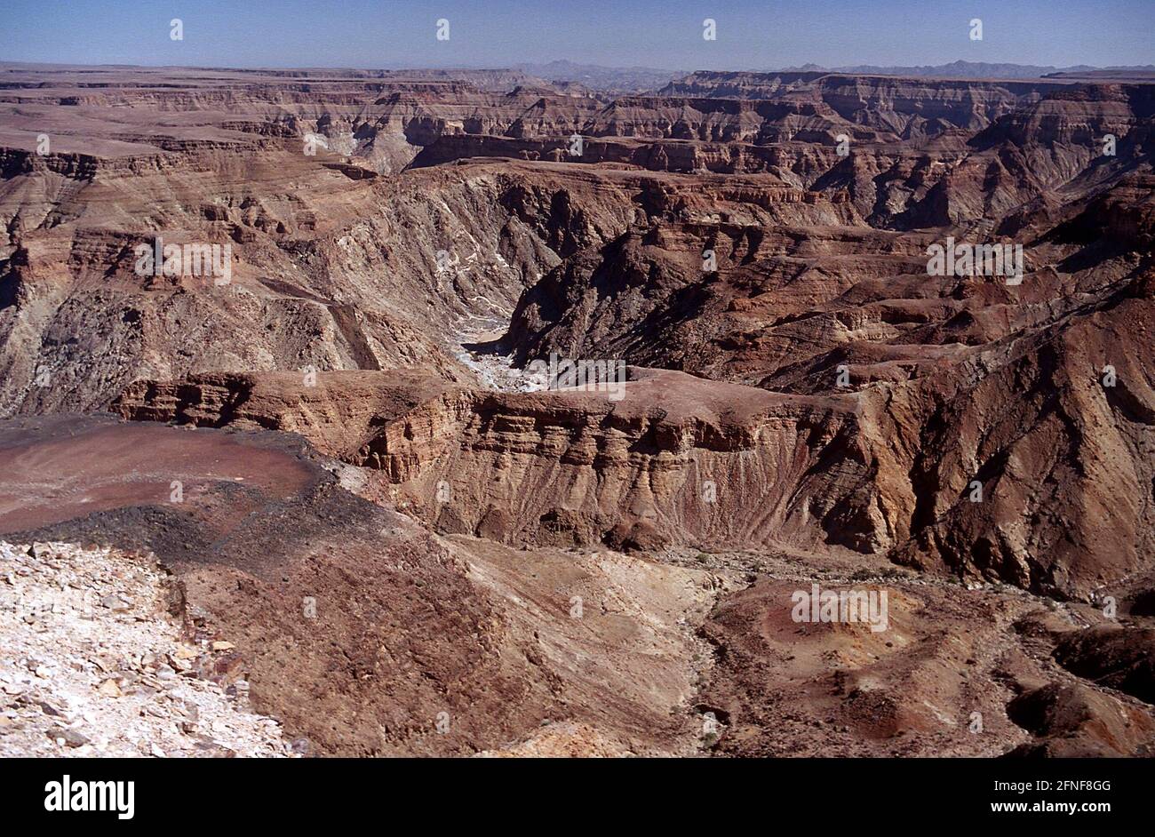 The Fish River Canyon has cut into the landscape over a length of 160 km. It has a depth of ...