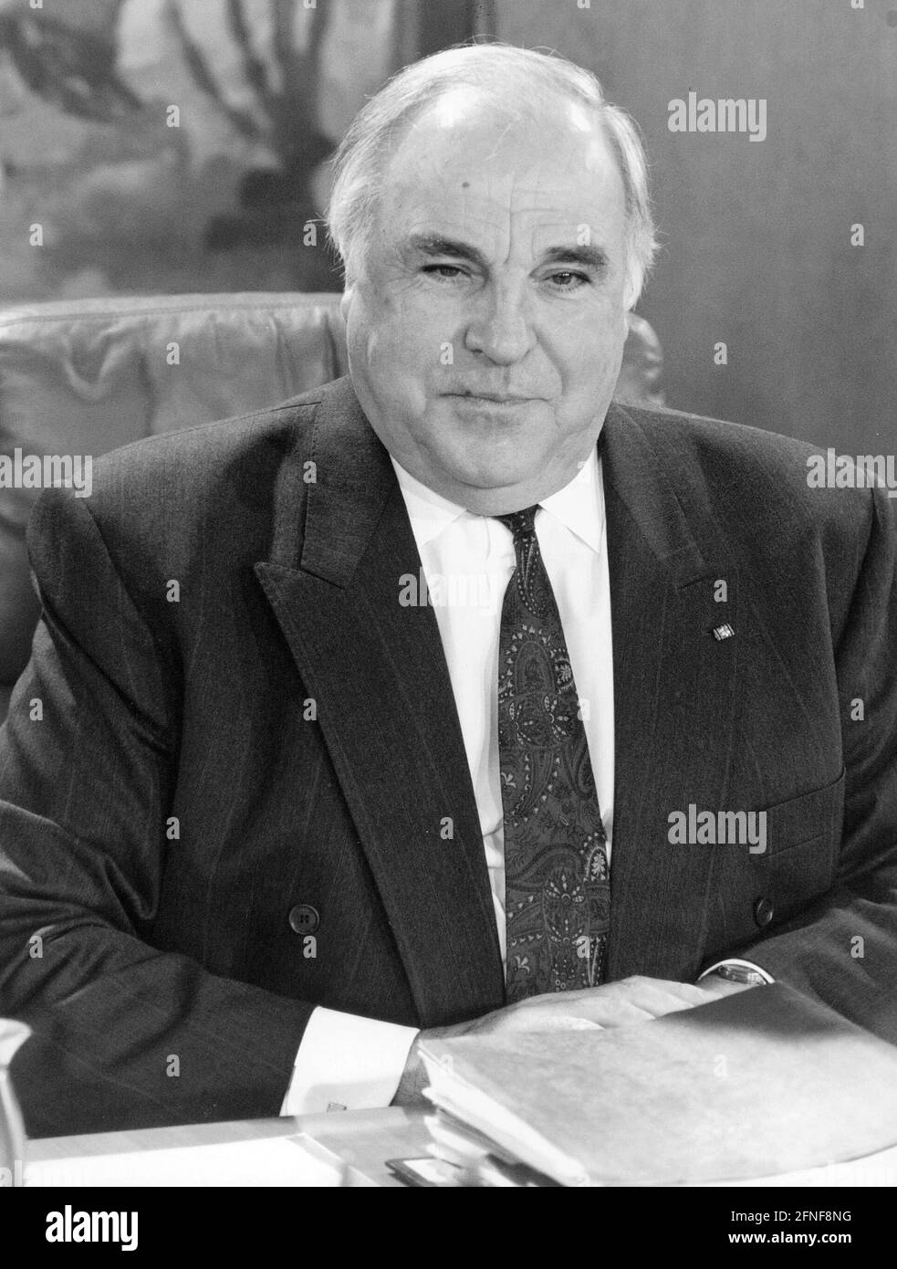 Chancellor Helmut Kohl at his desk. [automated translation] Stock Photo ...