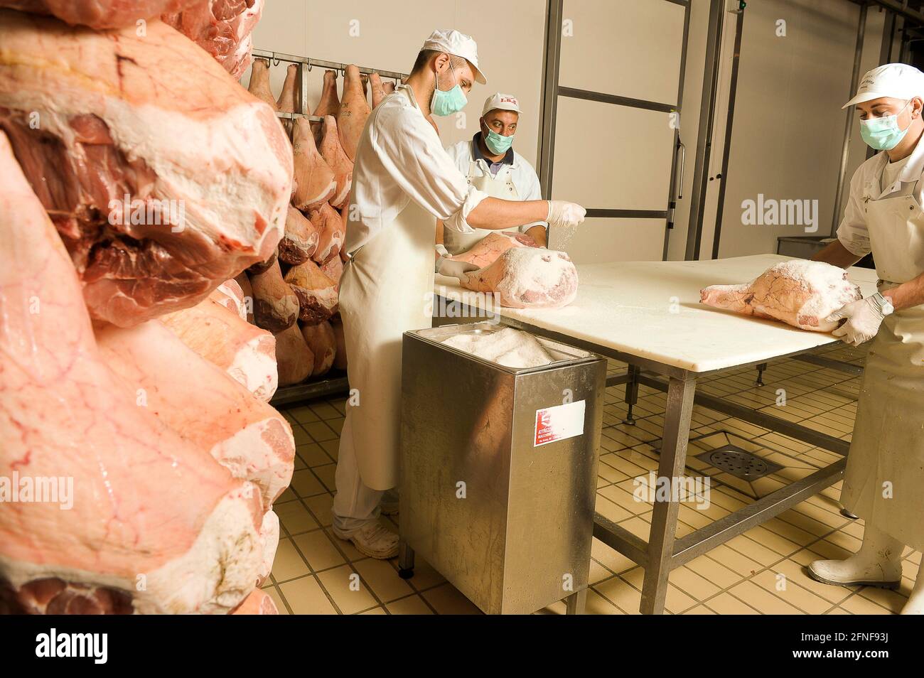 Europe, Italy, Bergamo. IBS sausage factory in Azzano S. Paul produces ...
