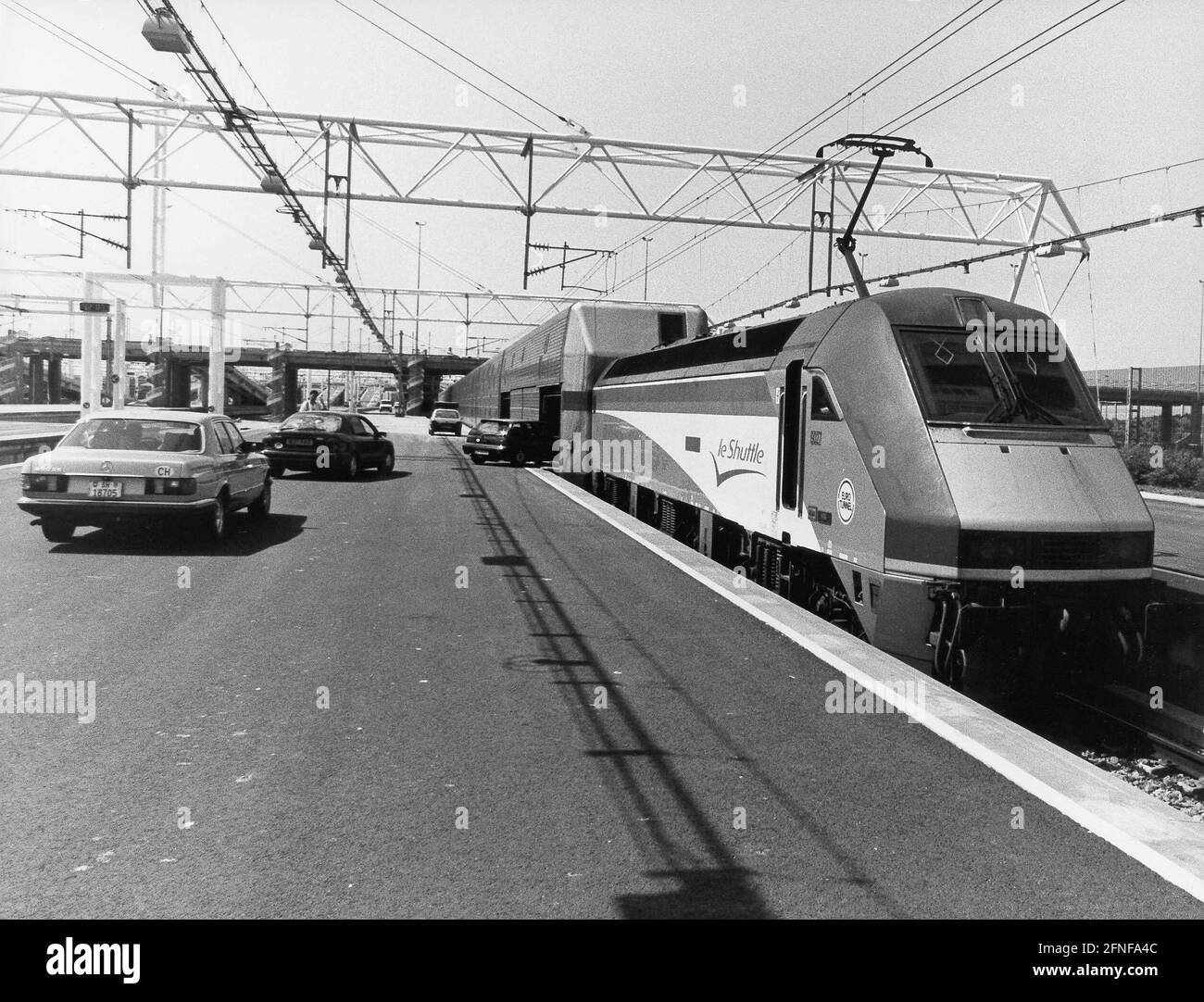 Date of recording: 20.02.1997 The tunnel train 'Le Shuttle' is loaded ...
