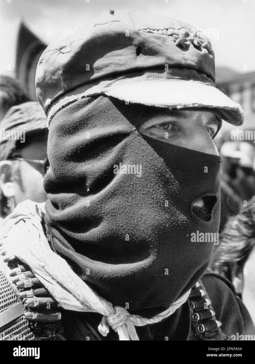 Subcommandante Marcos during the reception of a support caravan of more ...