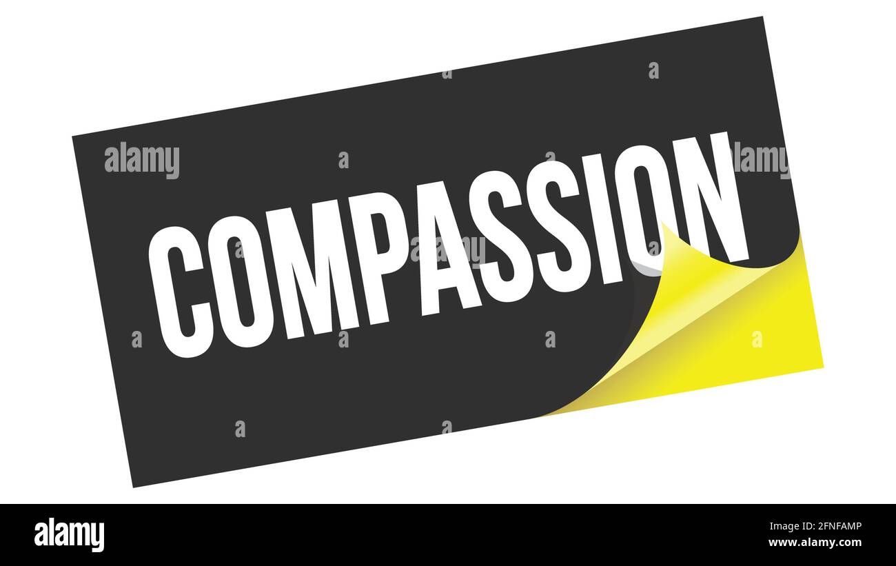 COMPASSION text written on black yellow sticker stamp Stock Photo - Alamy