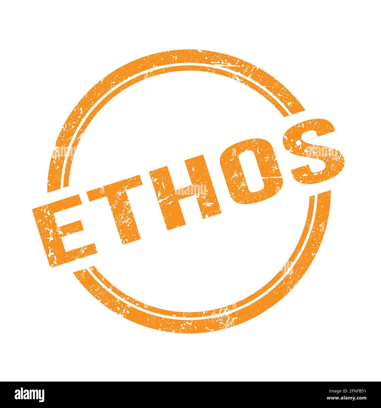 ETHOS text written on orange grungy vintage round stamp Stock Photo - Alamy