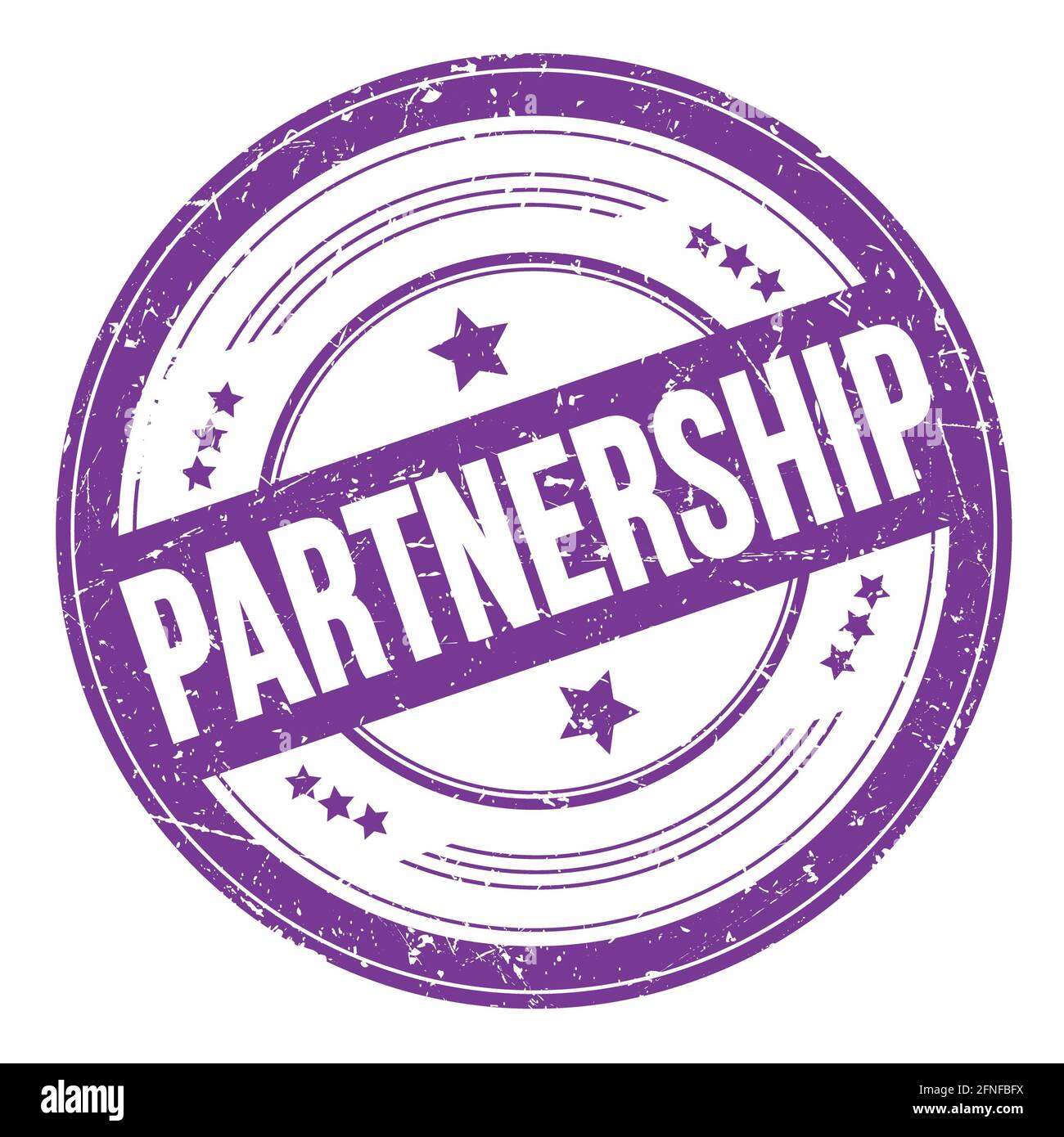 PARTNERSHIP text on violet indigo round grungy texture stamp Stock ...