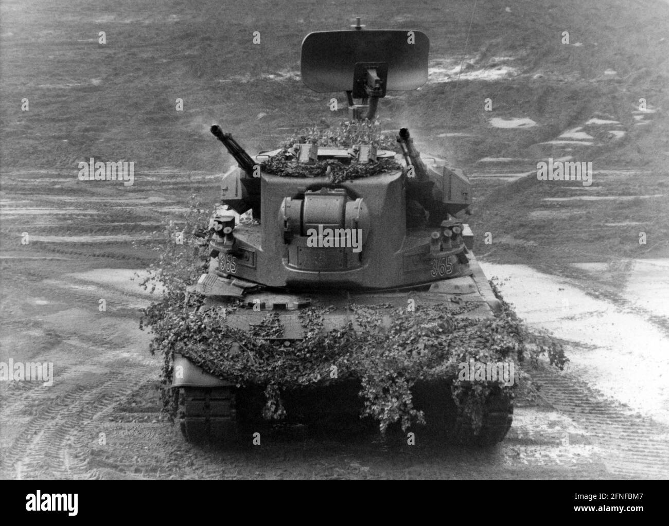 The Flak tank Gepard on a military training area. It was taken out of ...