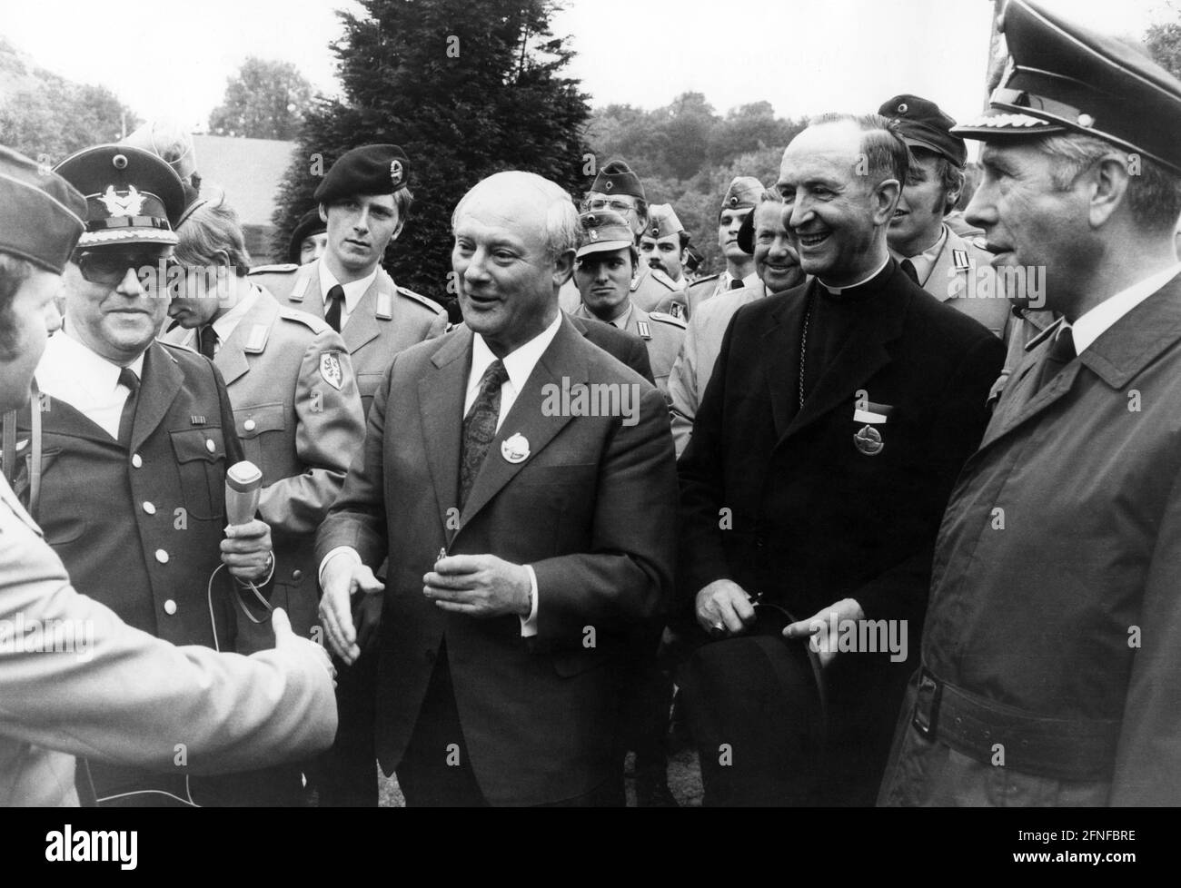 Federal Minister of Defense Georg Leber with Bishop Hangsbach at the ...