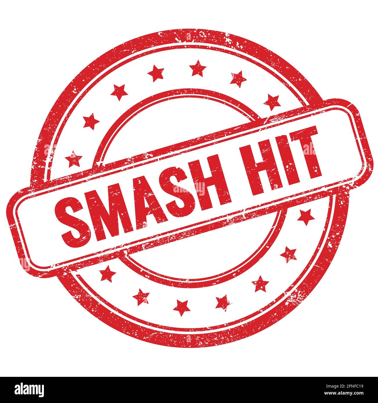 SMASH HIT text on red vintage grungy round rubber stamp Stock Photo - Alamy