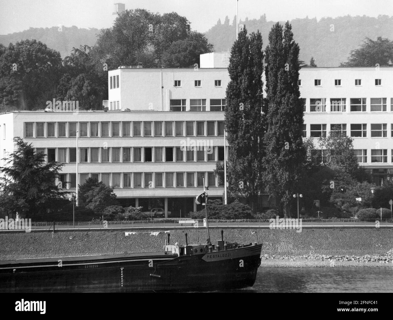 "View of the Bundestag building in Bonn from the Rhine side. The ship ...