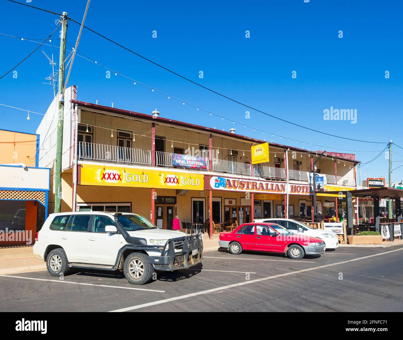Exterior of the Australian Hotel, an old pub in Winton, Central ...