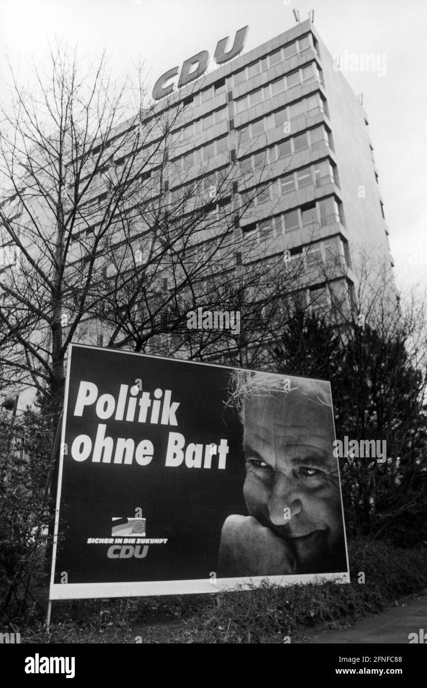 "Campaign poster of the CDU in front of the Konrad Adenauer House in ...