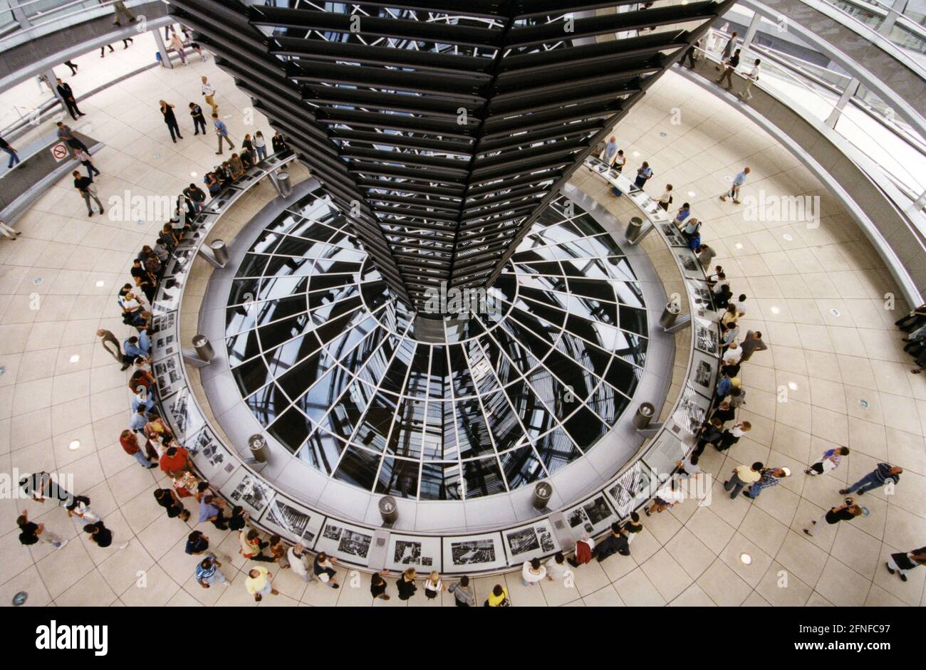 The glass dome of the Bundestag in the Reichstag building in Berlin ...