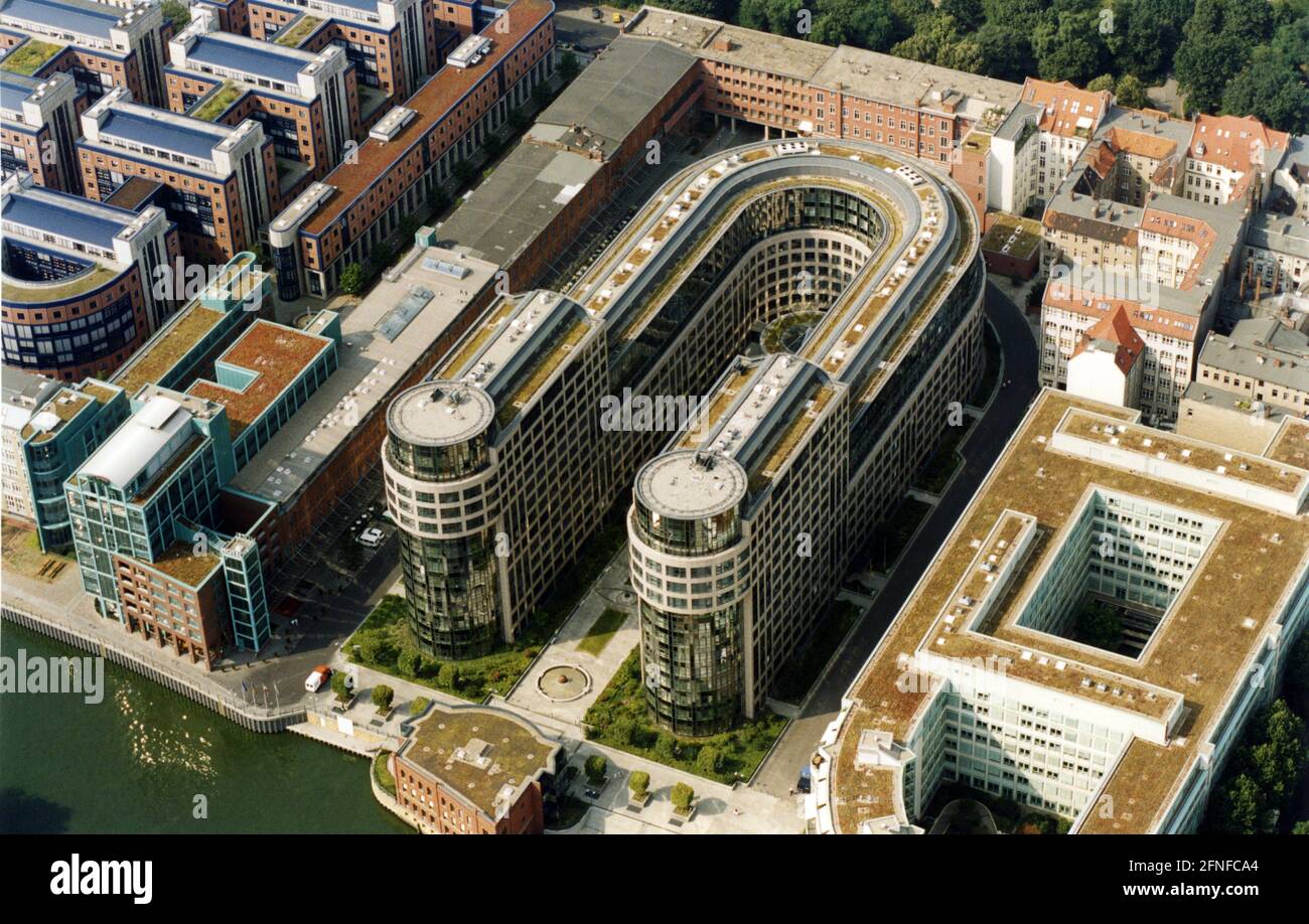 This aerial photograph shows the building complex of the Federal ...