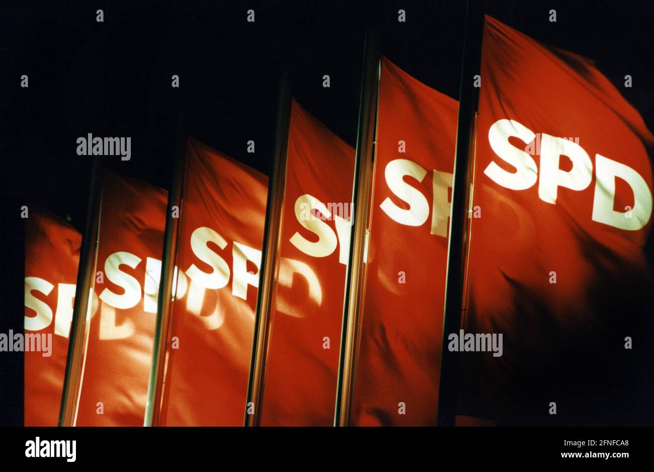 This photo shows SPD flags on the occasion of the SPD federal party ...
