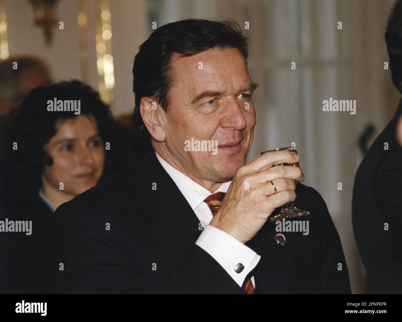 Portrait of German Chancellor Gerhard Schröder with Pils. [automated ...