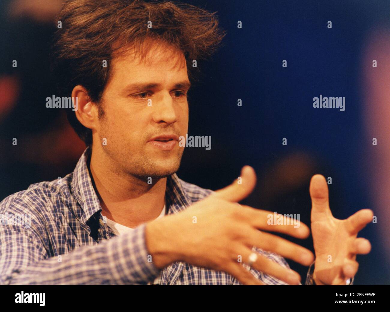 German film director Christoph Schlingensief as host in his talk show ...