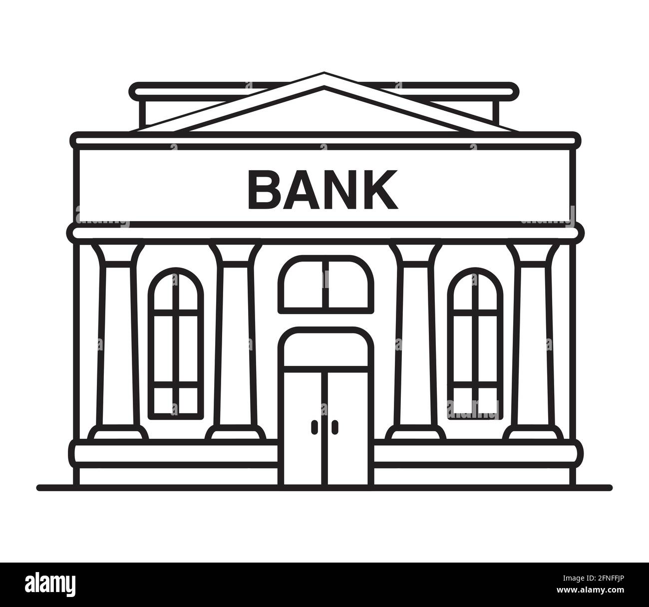 Financial house.Building facade. Front view of bank.Isolated on white ...