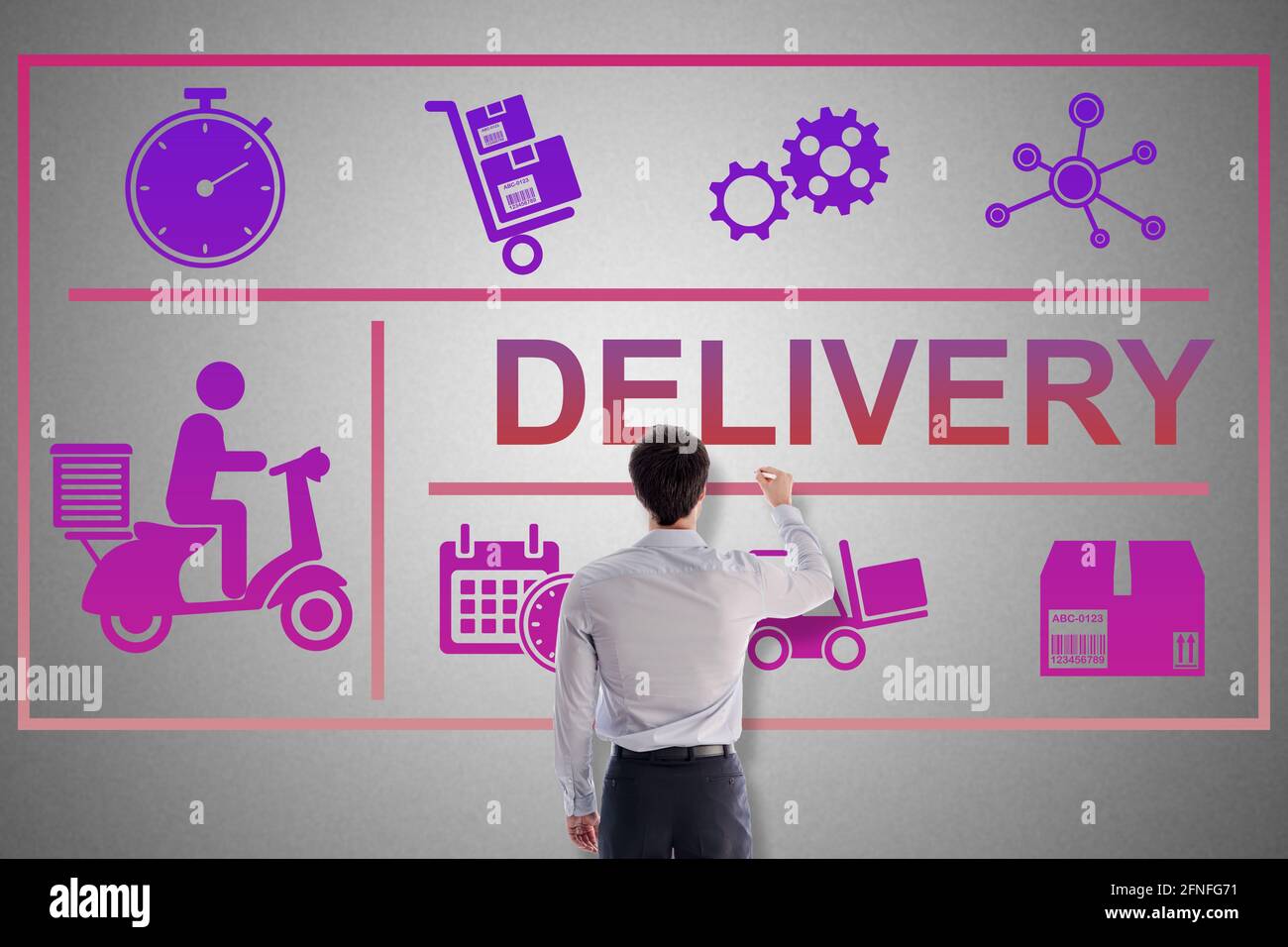 Delivery concept drawn by a businessman Stock Photo - Alamy