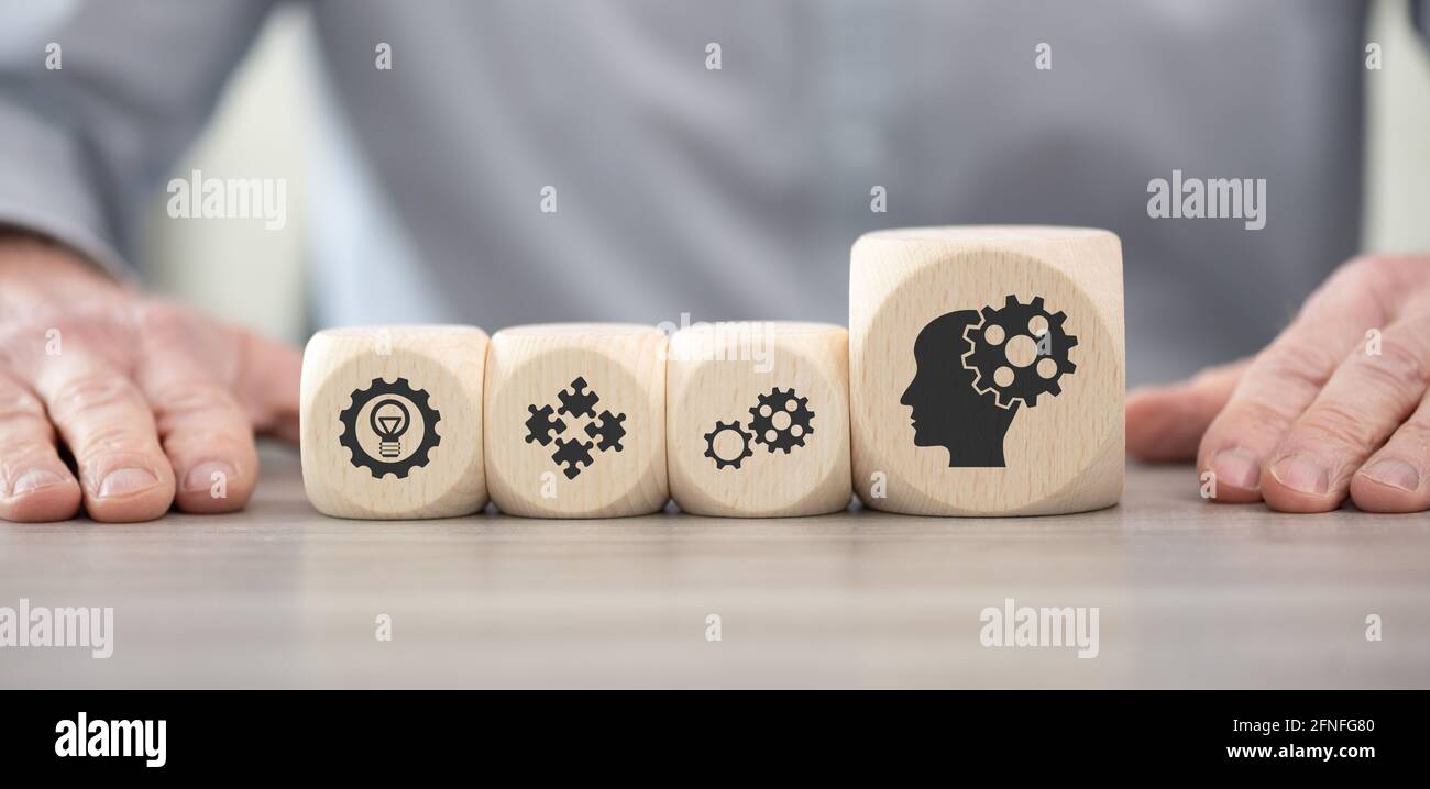 Wooden blocks with symbol of skills concept Stock Photo - Alamy