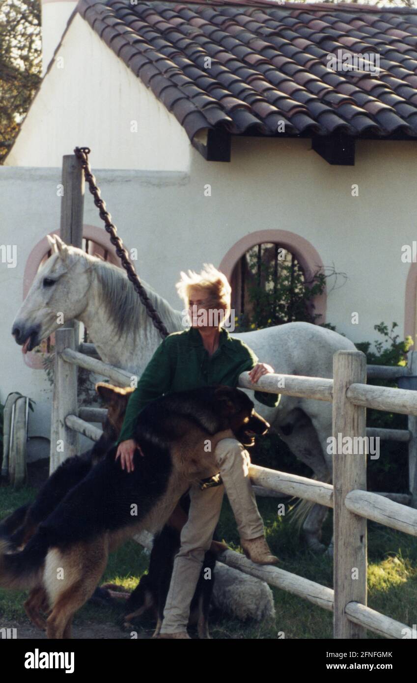 Bo Derek, American actress, at her ranch near Santa Barbara, California ...
