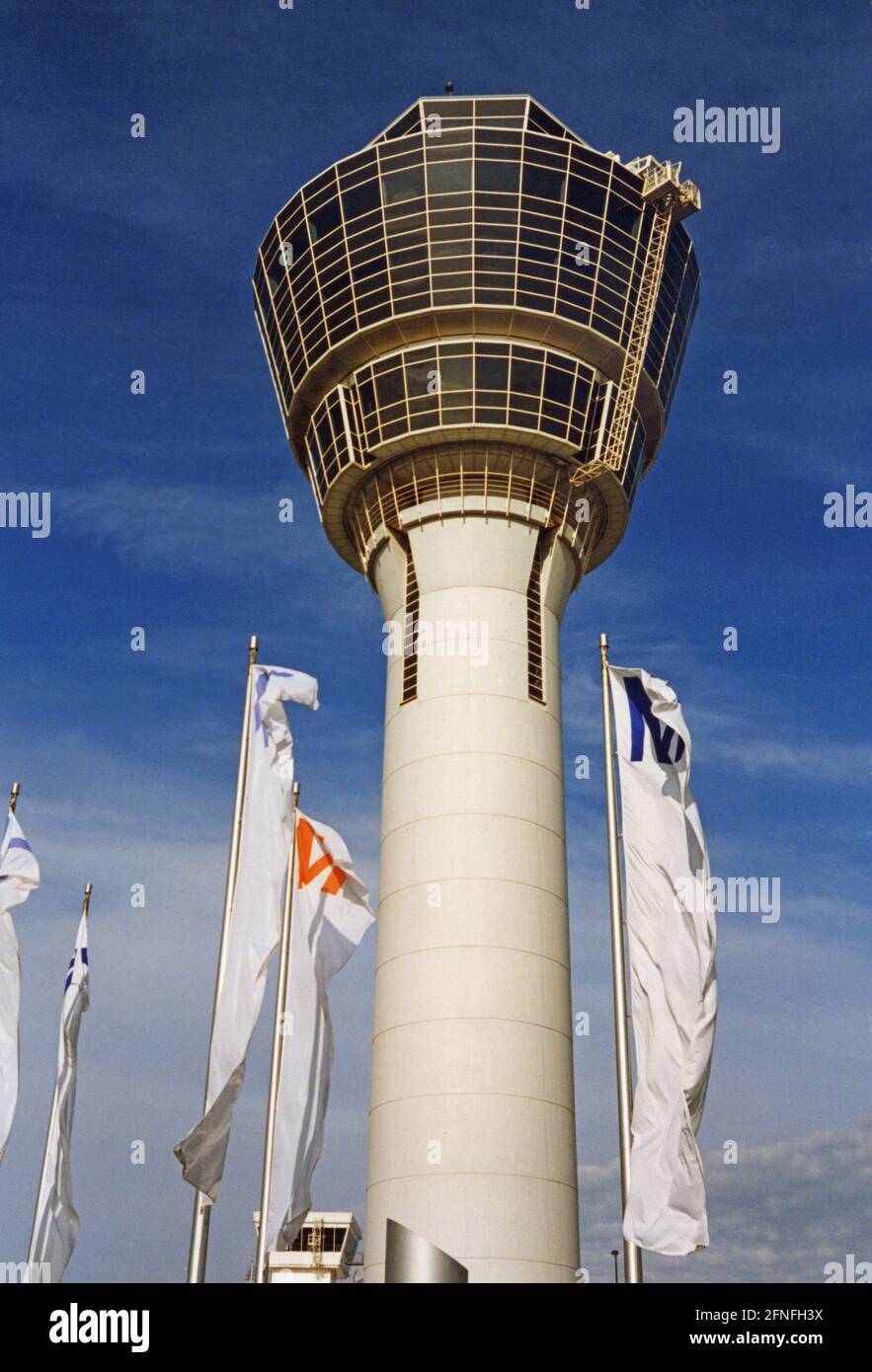 View of the tower of the new Munich II Airport in the Erdinger Moos ...