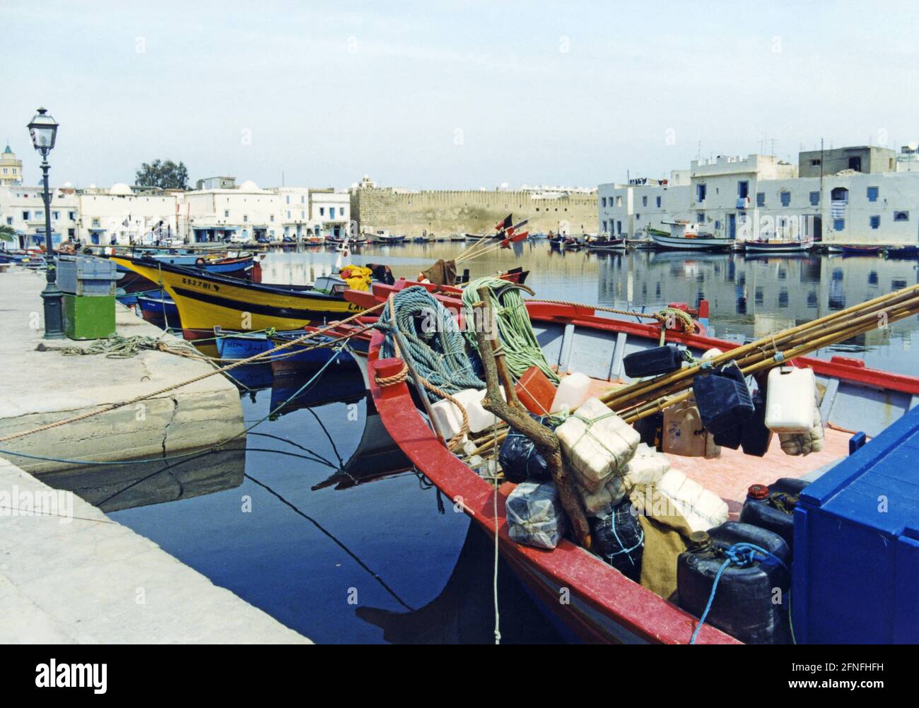 View of the old harbor of Bizerte, a Tunisian port city on the ...