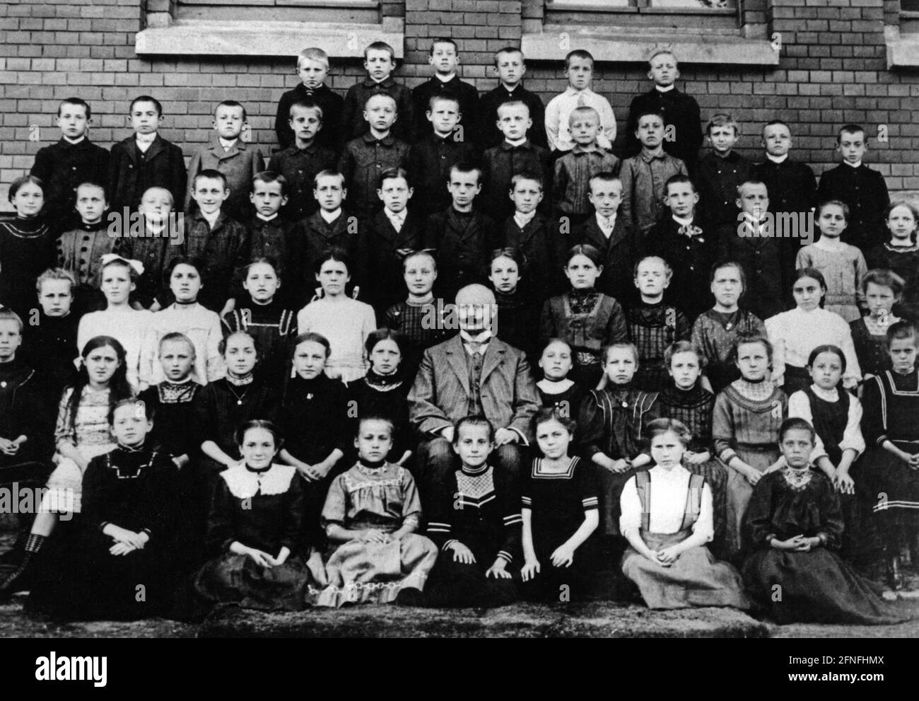 A school class with their teacher. [automated translation] Stock Photo ...