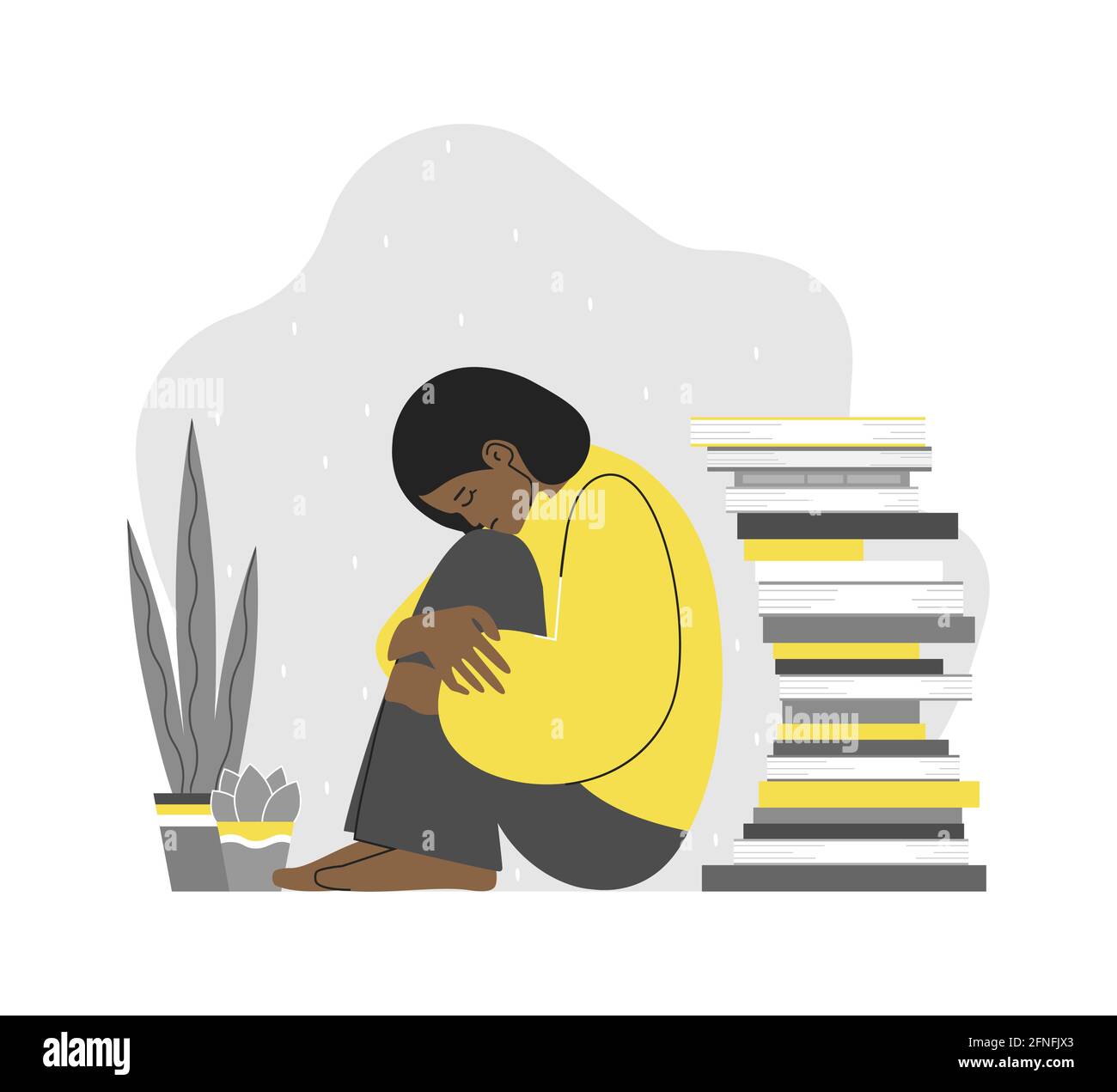 Tired woman in black Stock Vector Images - Alamy