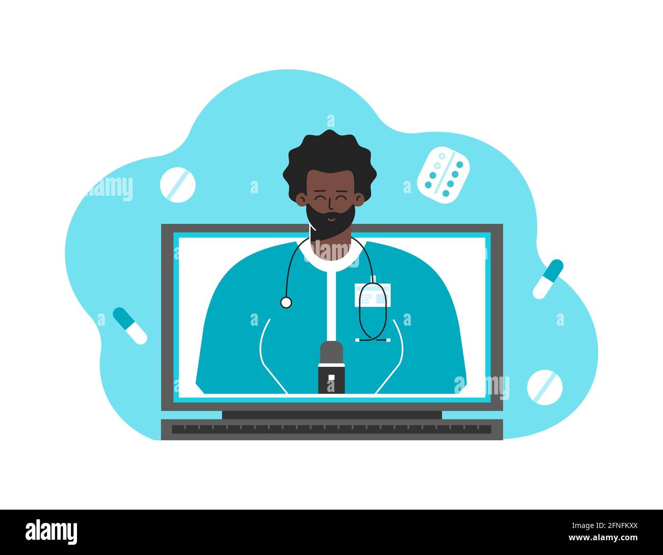 Vector isolated flat concept. Online consultation and diagnostic by ...