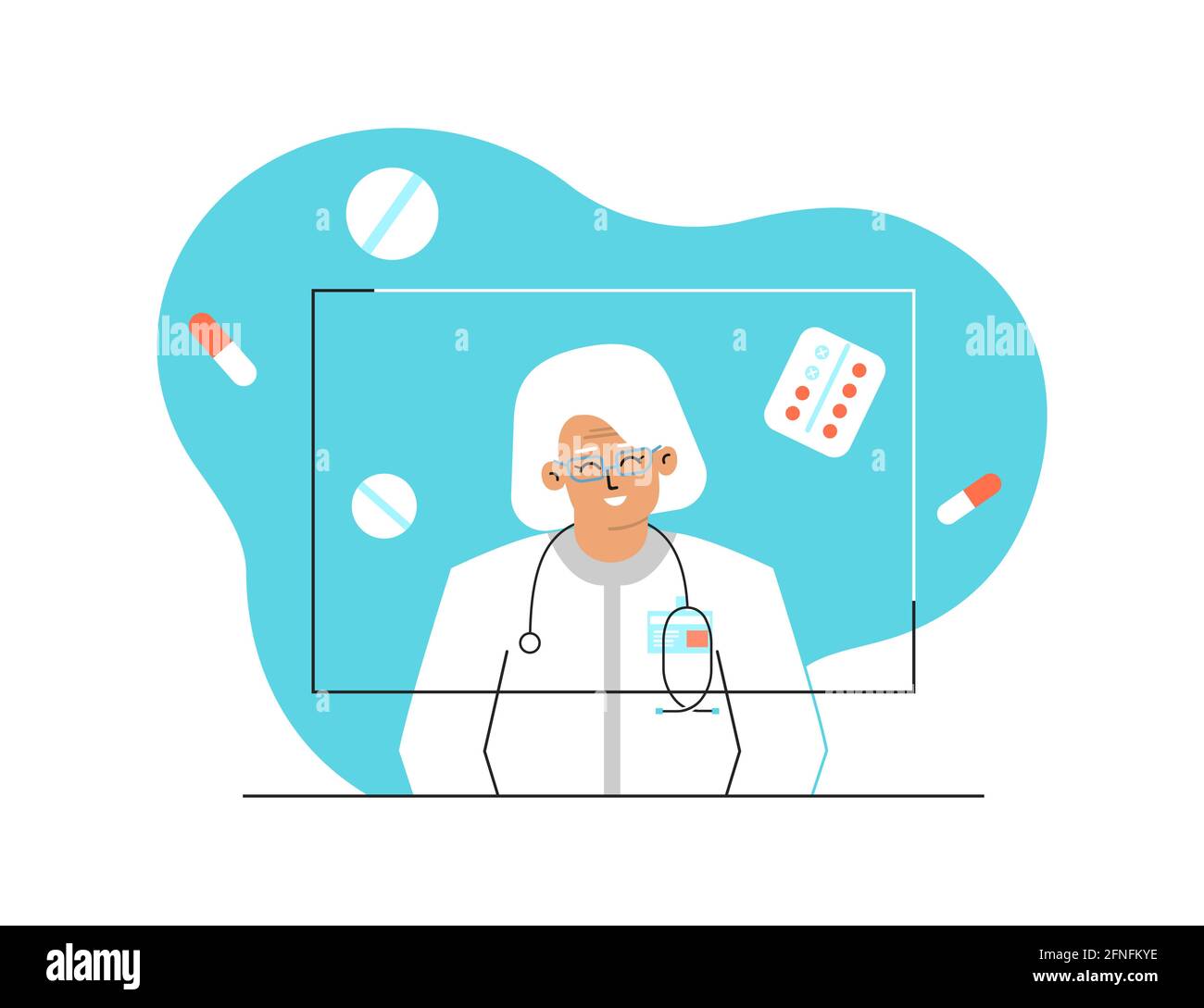 Online medicine old woman Stock Vector Images - Alamy