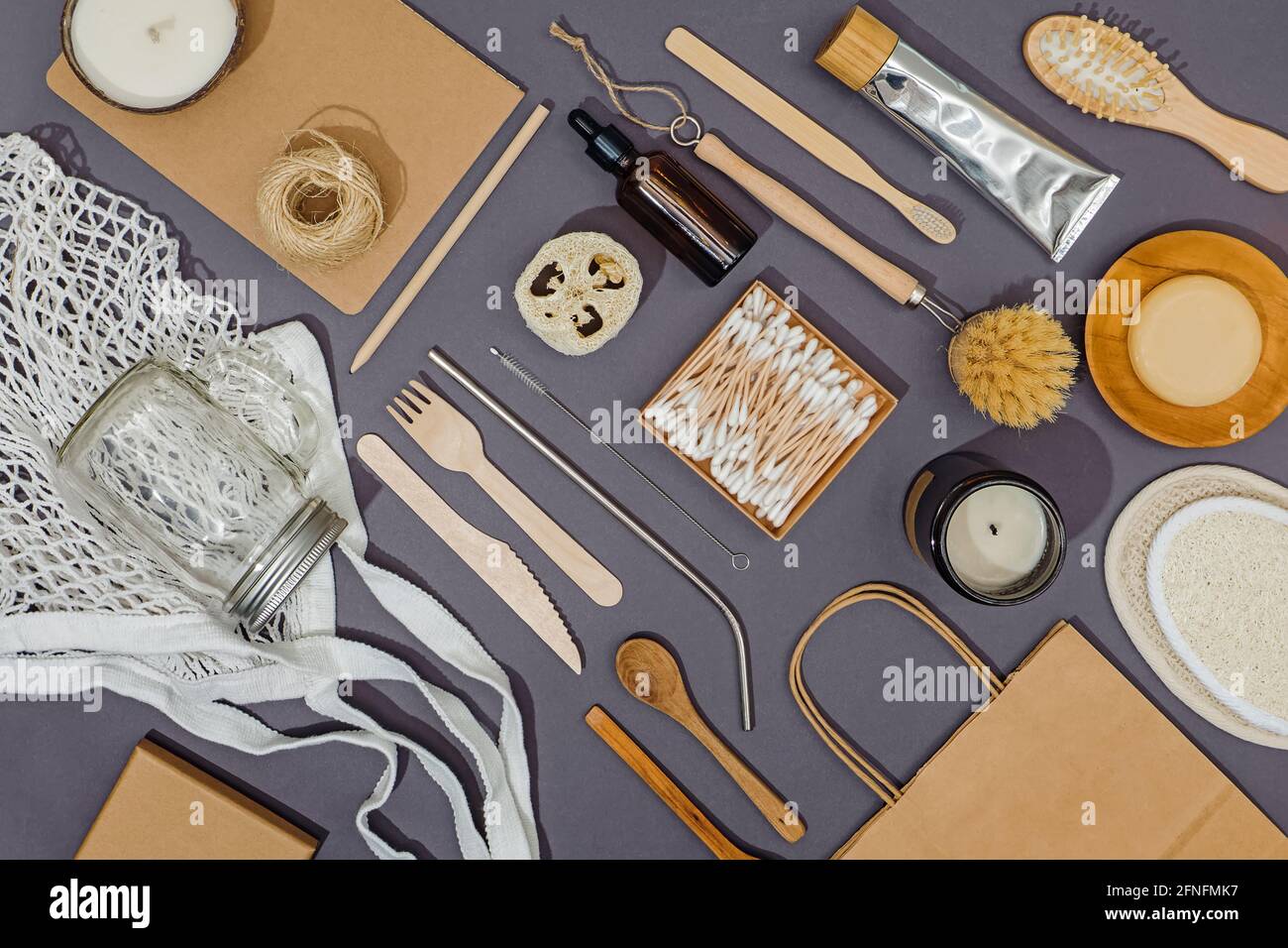 Set of zero waste and reusable products from natural materials Stock ...
