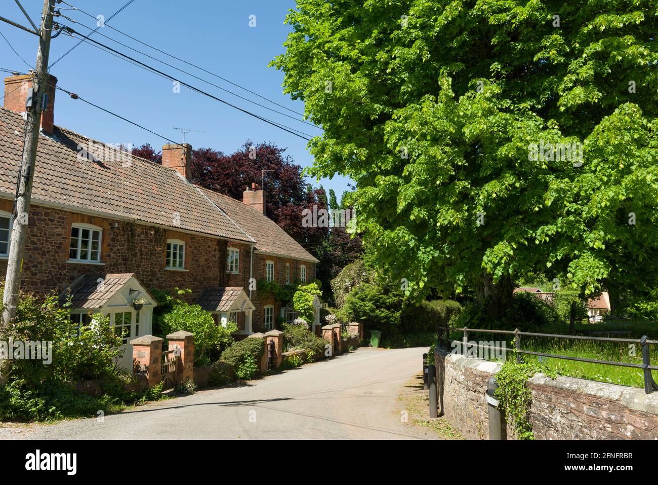 Cottages in village of Over Stowey in the Quantock Hills, Somerset ...