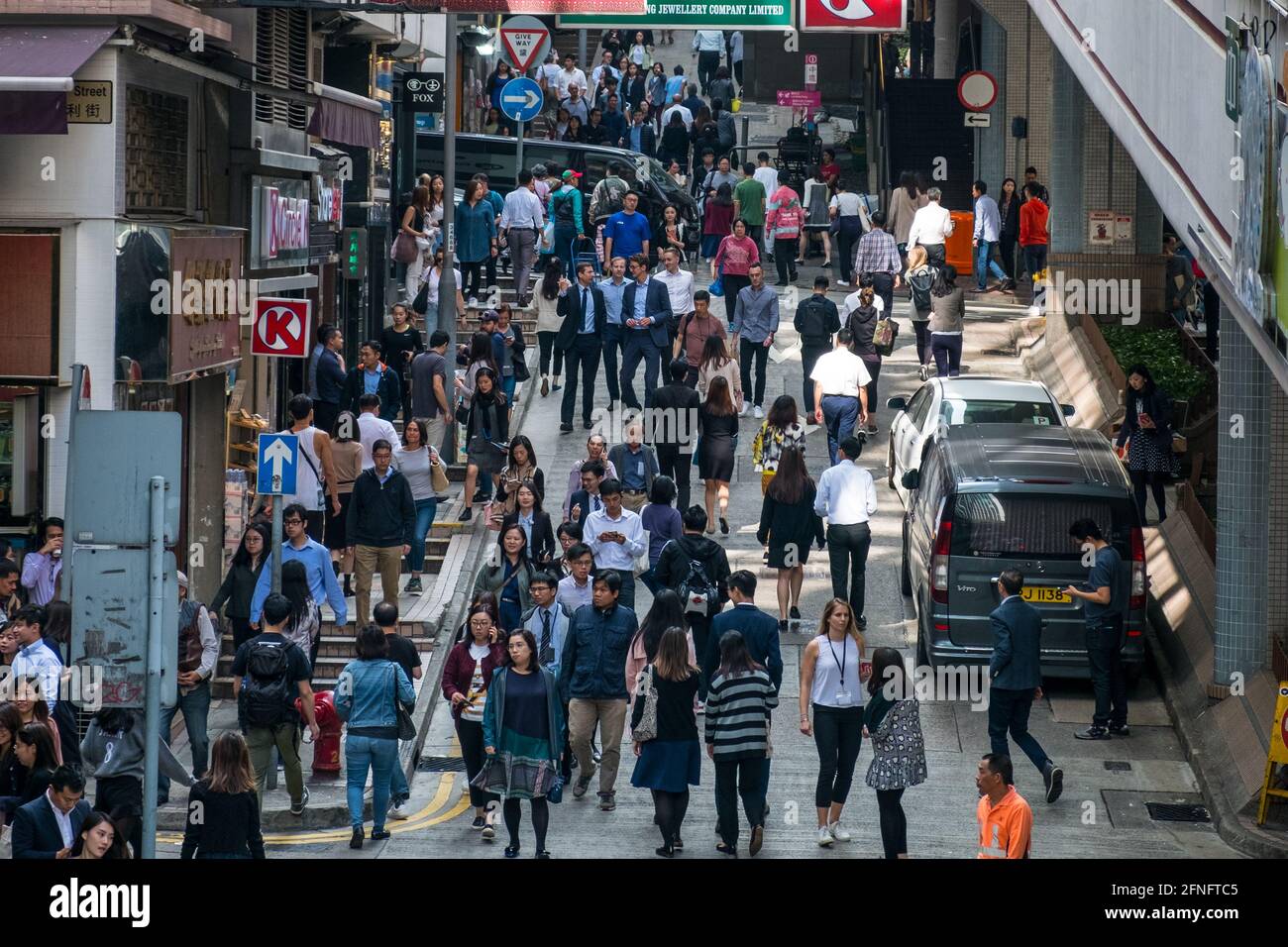 Hong Kong - November, 2019: Crowd of people on street in Soho, Hong ...
