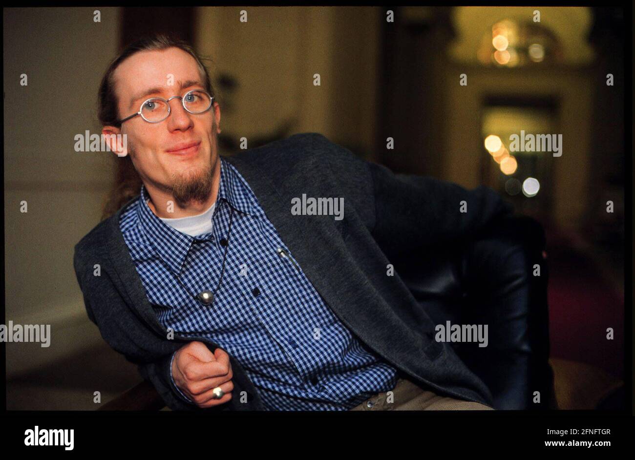 Germany, Berlin, 23.01.1998, Benjamin Hoff, on the steps of the ...