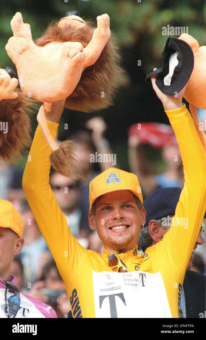 Tour de France 1997: Tour de France winner Jan Ullrich celebrates his ...