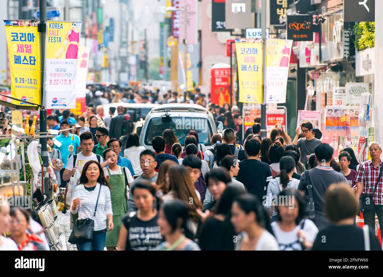 SEOUL - SEPT 24: People at Myeongdong street in Seoul on September 24 ...