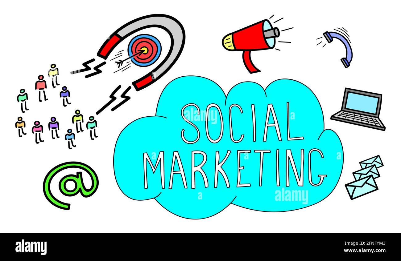 Illustration of a social marketing concept Stock Photo - Alamy