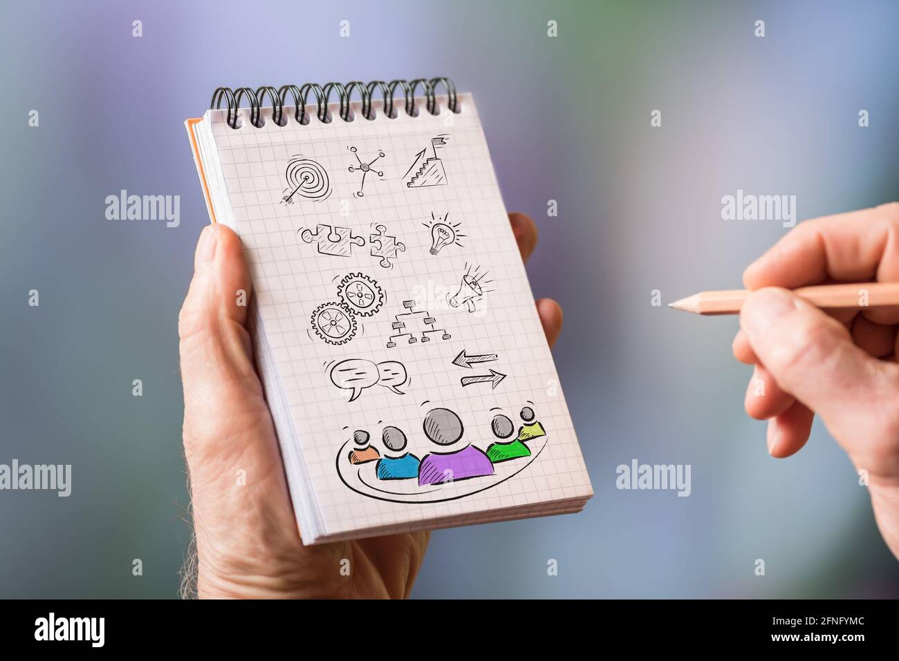 Hand drawing entrepreneurship concept on a notepad Stock Photo - Alamy