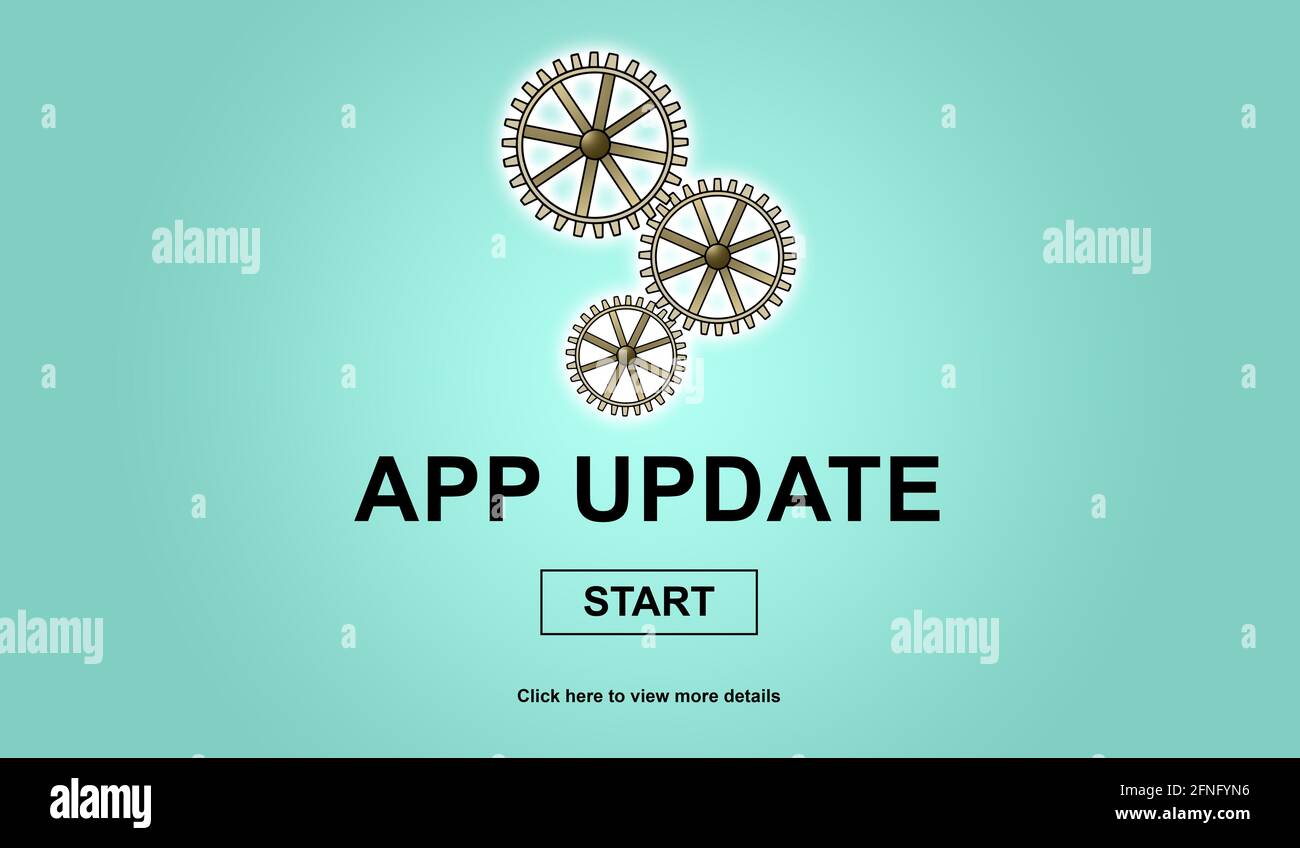 Application update concept on green background Stock Photo - Alamy