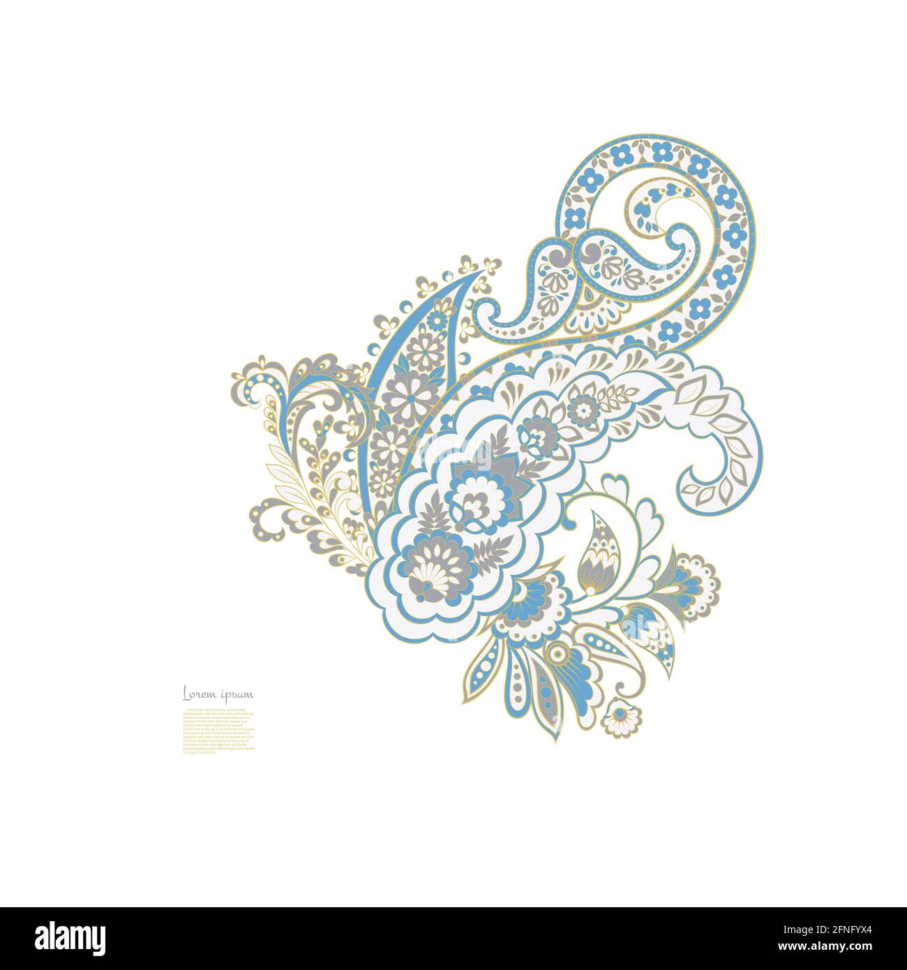 Paisley isolated. Card with paisley isolated for design. Floral vector ...