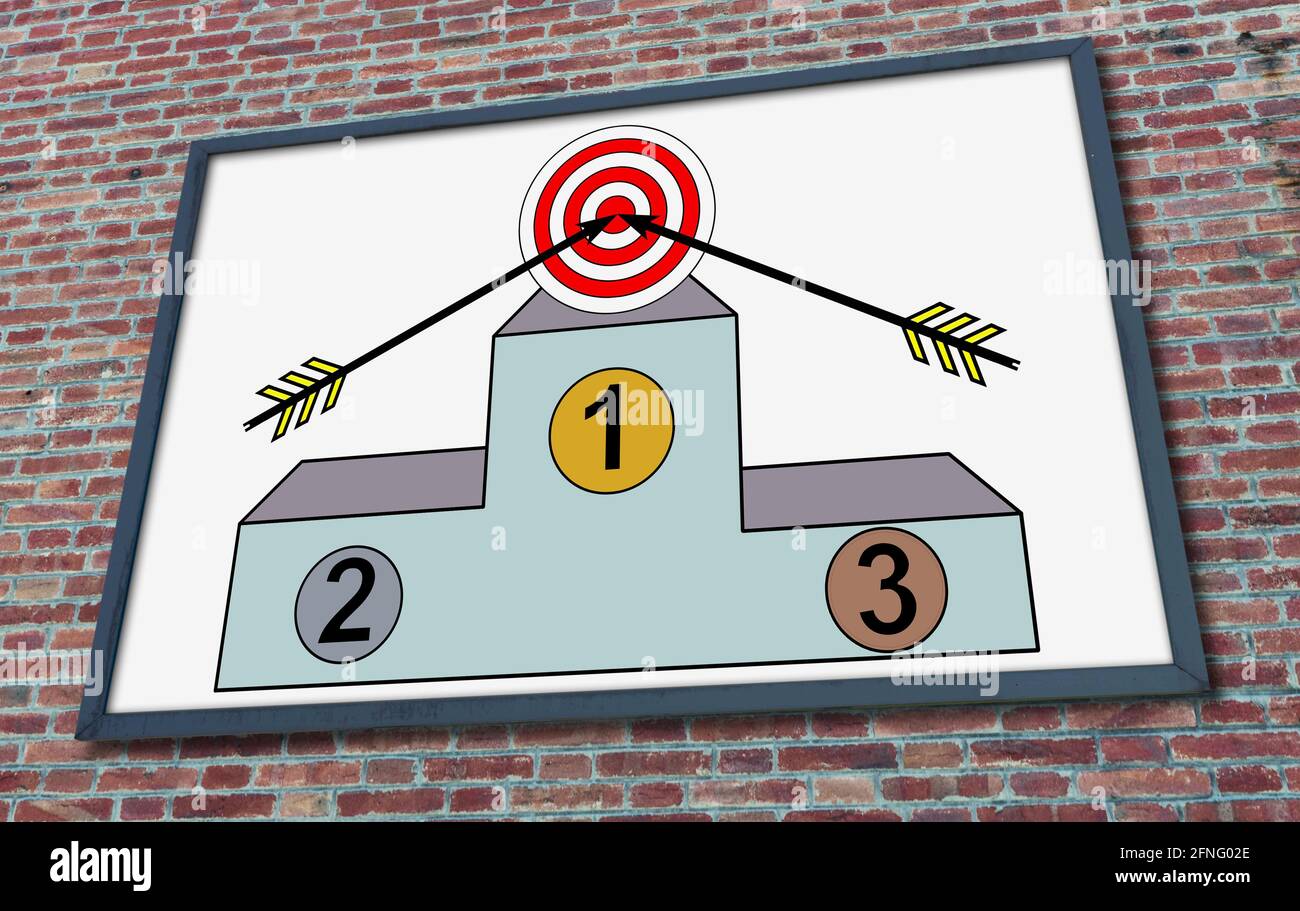 Winner concept drawn on a billboard fixed on a brick wall Stock Photo ...