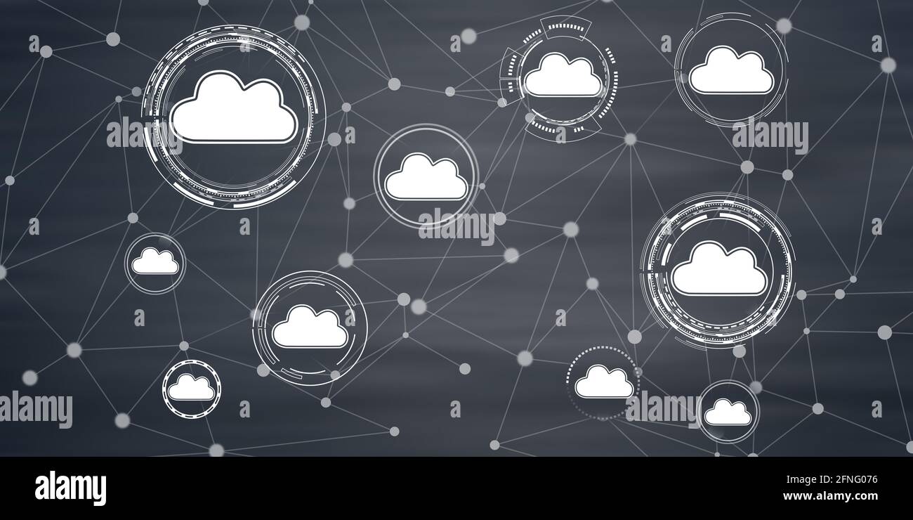 Illustration of a cloud networking concept Stock Photo - Alamy
