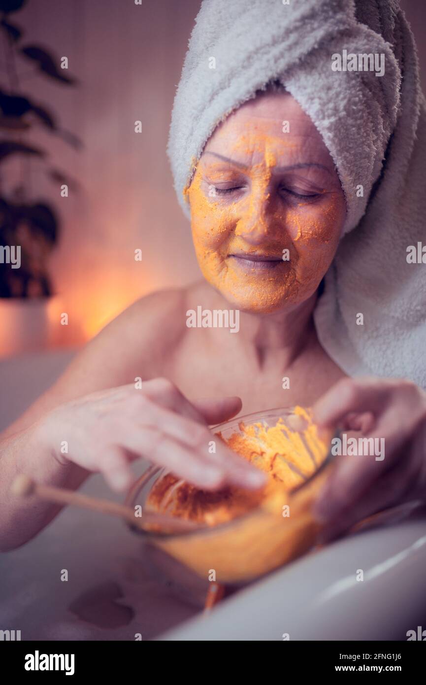 Woman bath relax home hi-res stock photography and images - Alamy