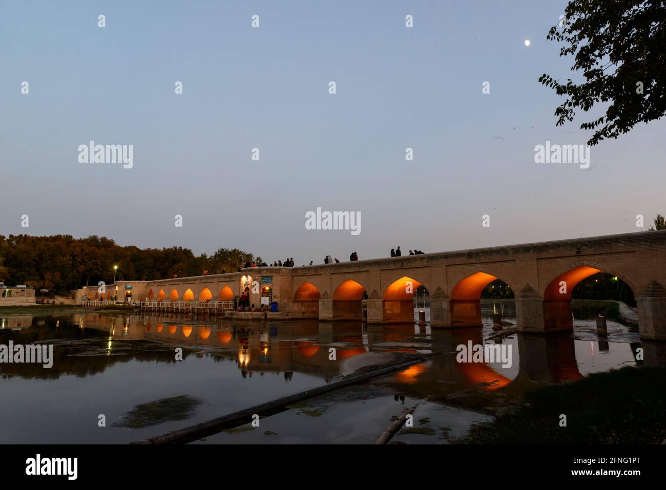Illuminated Joubi (or Choobi) bridge, one of the historical bridges ...