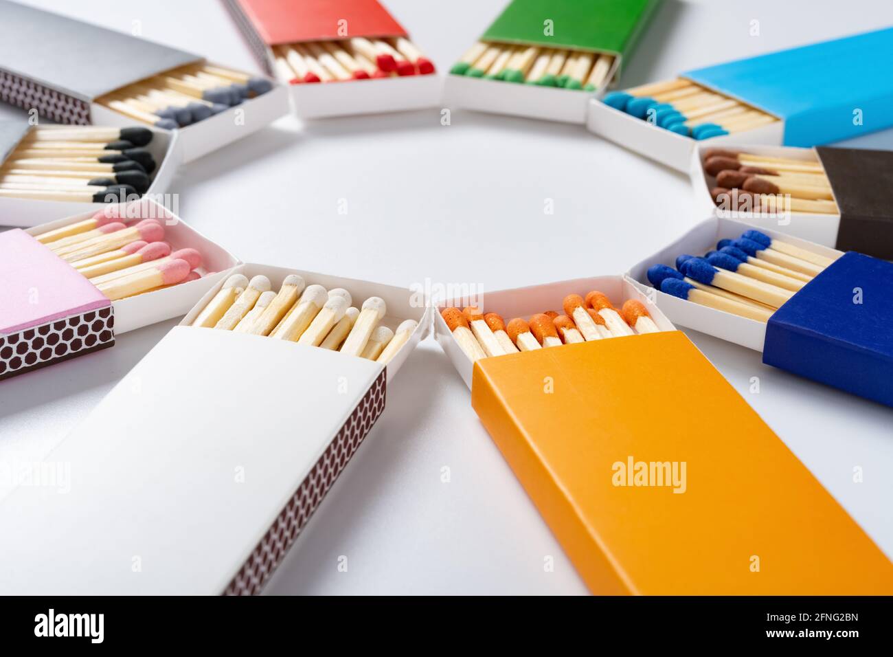 angle view multi color matchboxes Stock Photo - Alamy