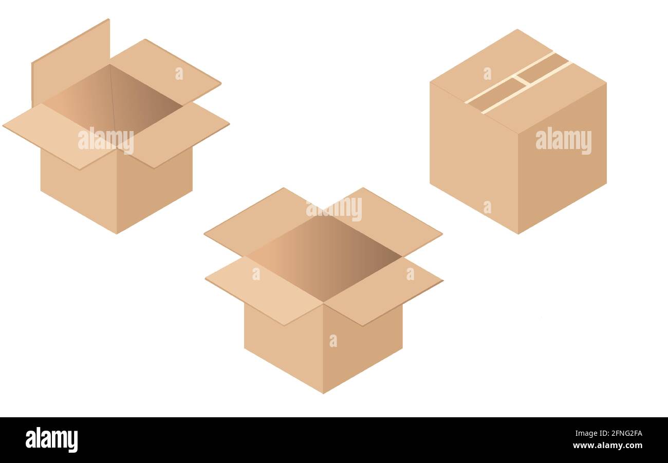 Set empty cardboard boxes Stock Vector Images - Alamy