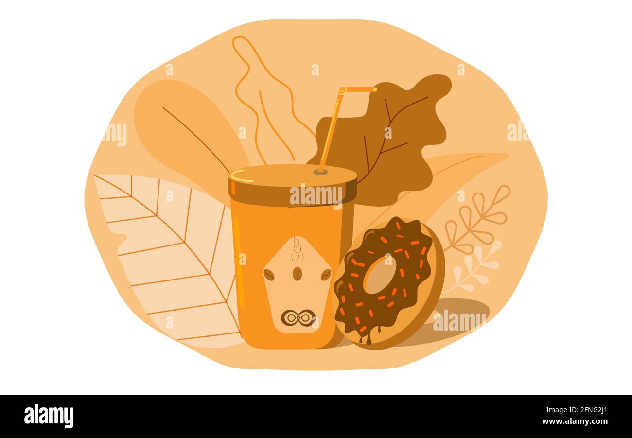 Coffee with donut Stock Vector Images - Alamy