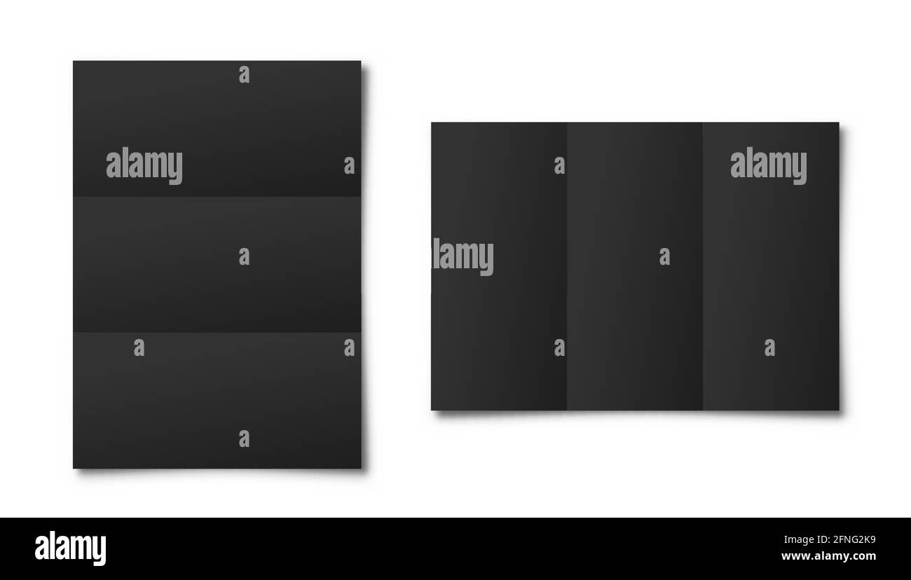 Realistic blank folded paper sheets in A4 size with shadow isolated on ...
